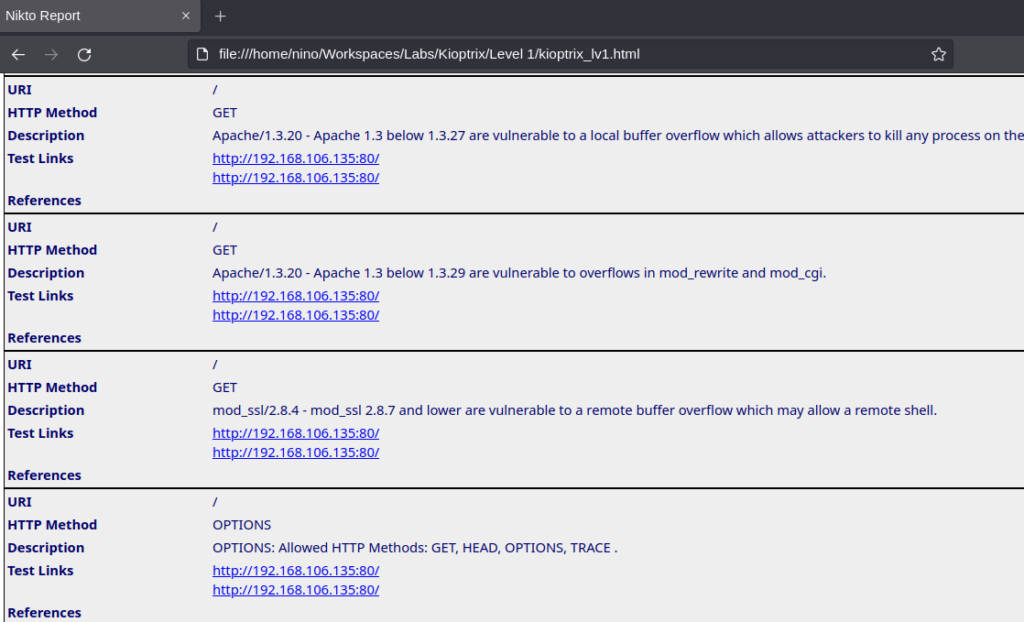Machine Writeup: Kioptrix Level 1 (#1)